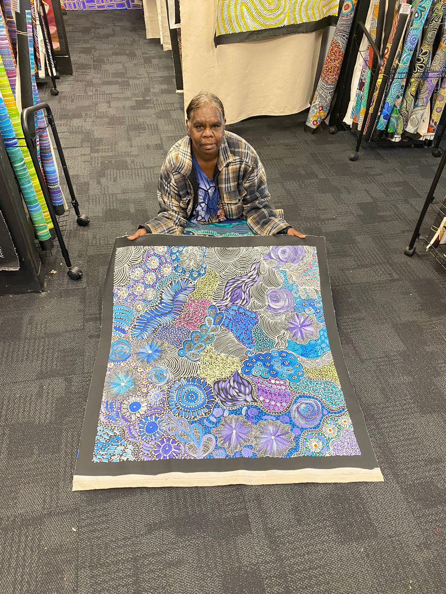 Blue My Country Painting by Janet Golder Kngwarreye – Art by Farquhar