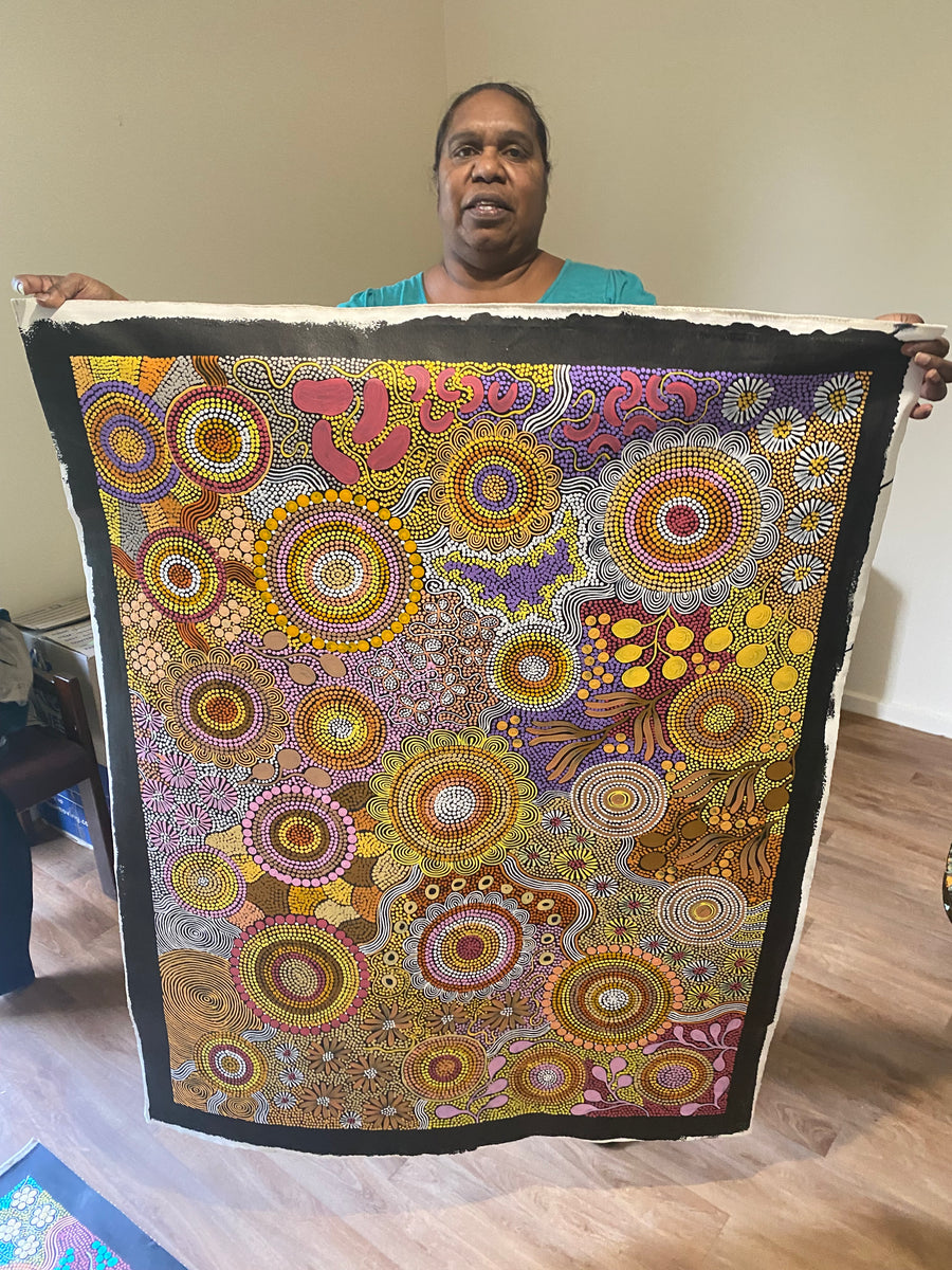 "Budgerigar Dreaming & Bush Tucker" Julieanne Nungurrayi Turner 91cm x ...